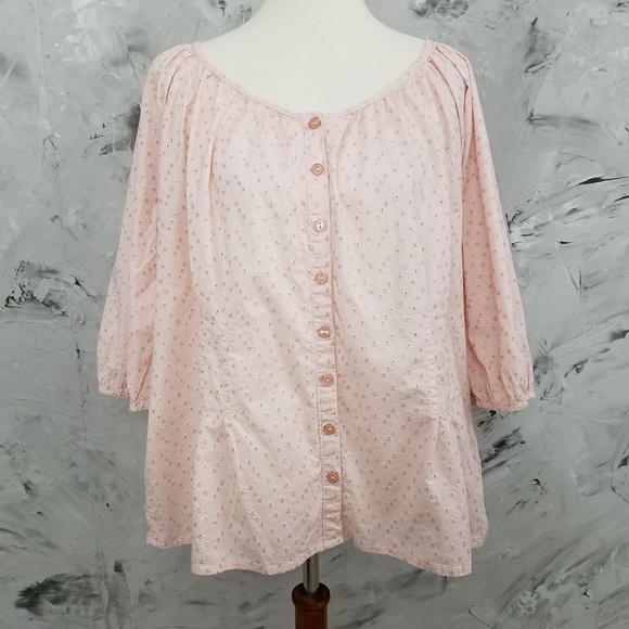 a.n.a | Tops | Ana Peachy Pink Cotten Eyelet Tunic Top | Poshmark